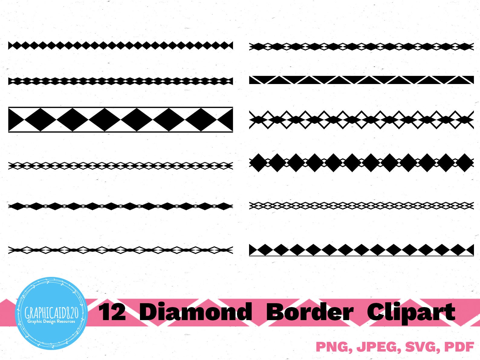 12 Diamond Border Text Divider Clip Art | Elegant Lace Header ...