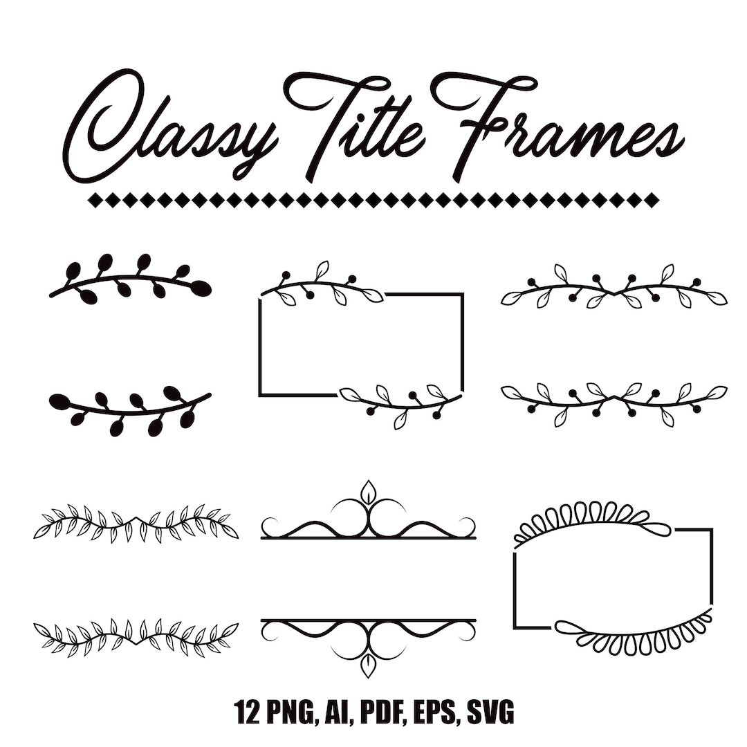 24 Black and White Border Frames Clip Art | Simple Floral Header Border ...