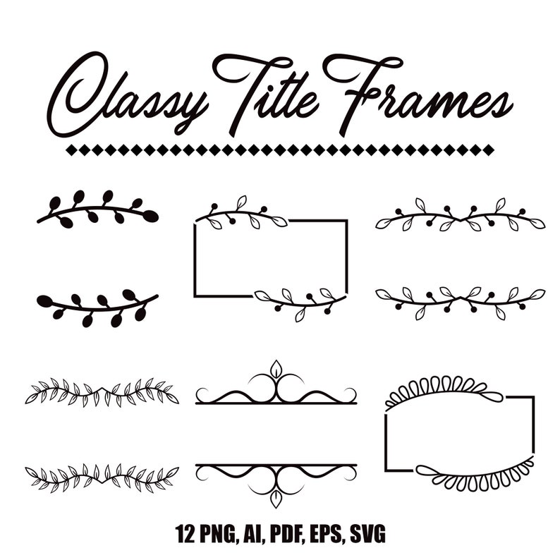 24 Black and White Classy Title Frames Simple Header | Etsy