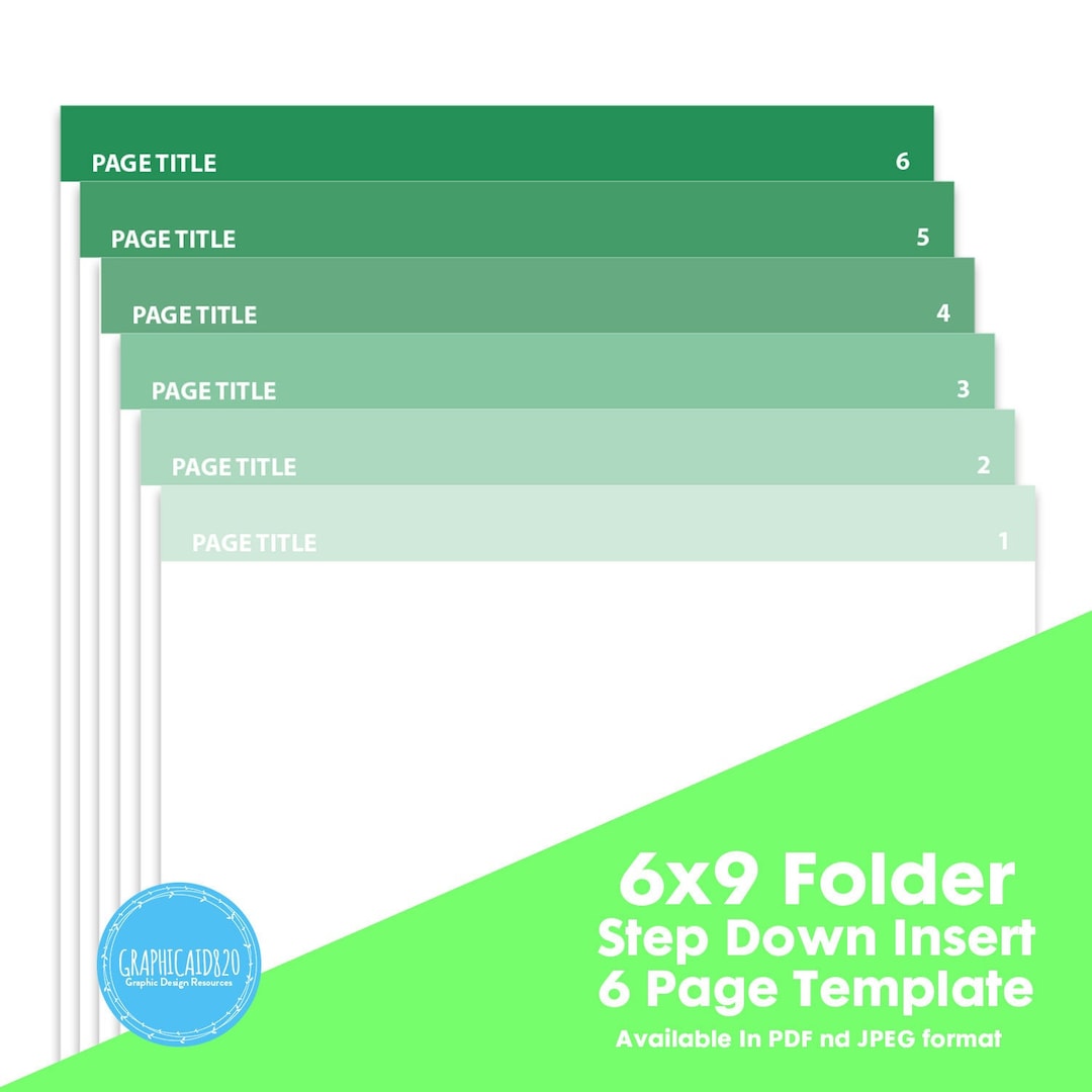 6 Page Step Down Sheet Template for 6 X 9 Presentation Folders | Step ...