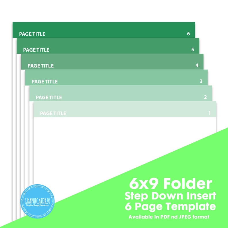 6 Page Step Down Sheet Template for 6 X 9 Presentation Folders Step ...
