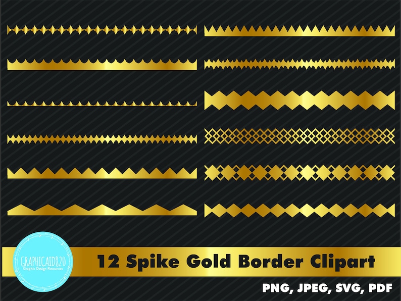 12 Gold Spike Border Clip Art | Elegant Lace Decorative Elements ...