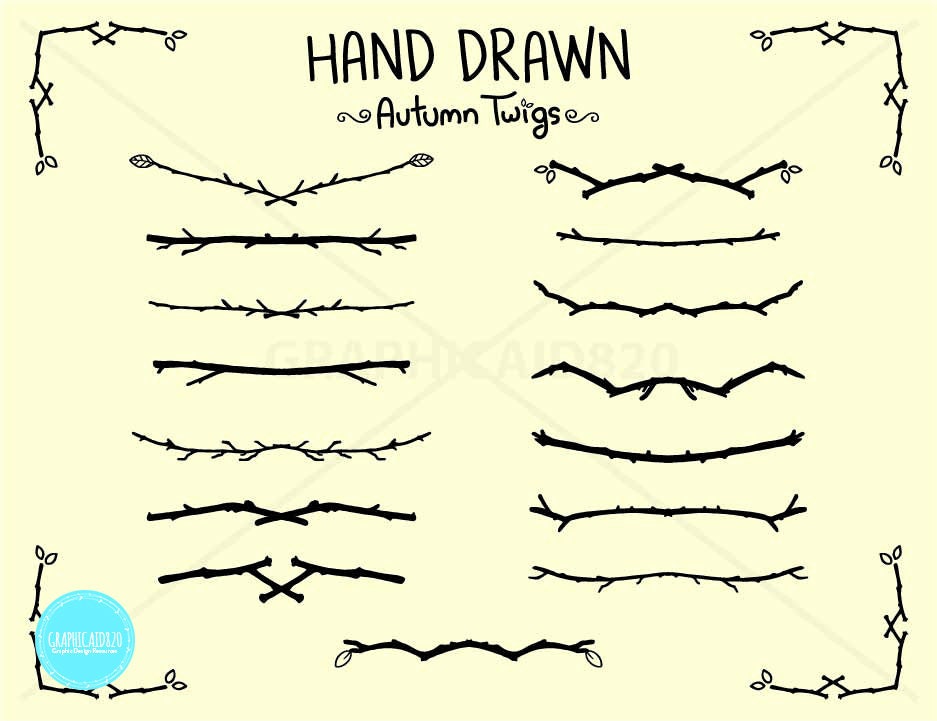 Hand Drawn Autumn Twigs Elegant Vector Header Decorative Text - Etsy