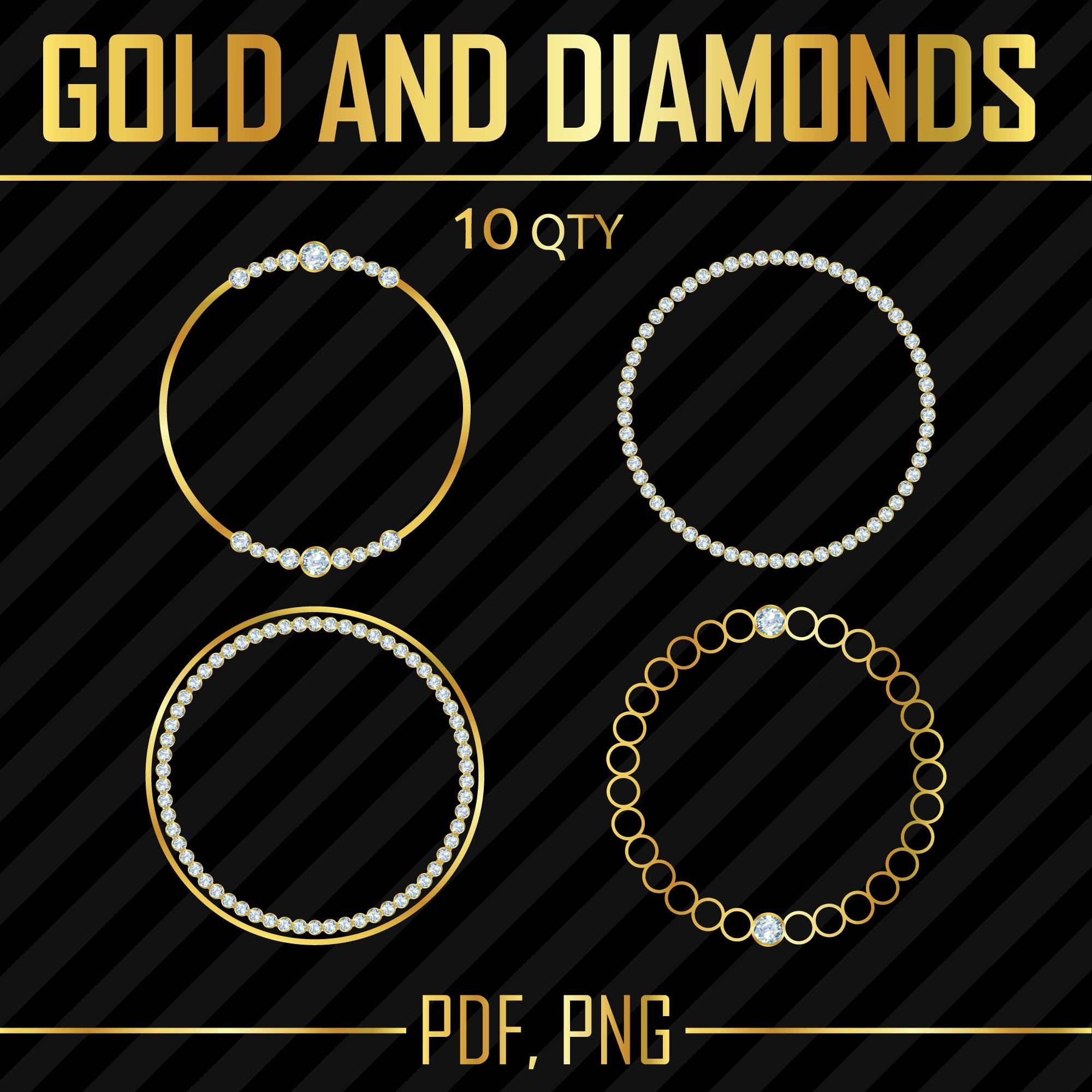 10 Metallic Gold and Diamond Circle Frames Clip Art Jewelry - Etsy