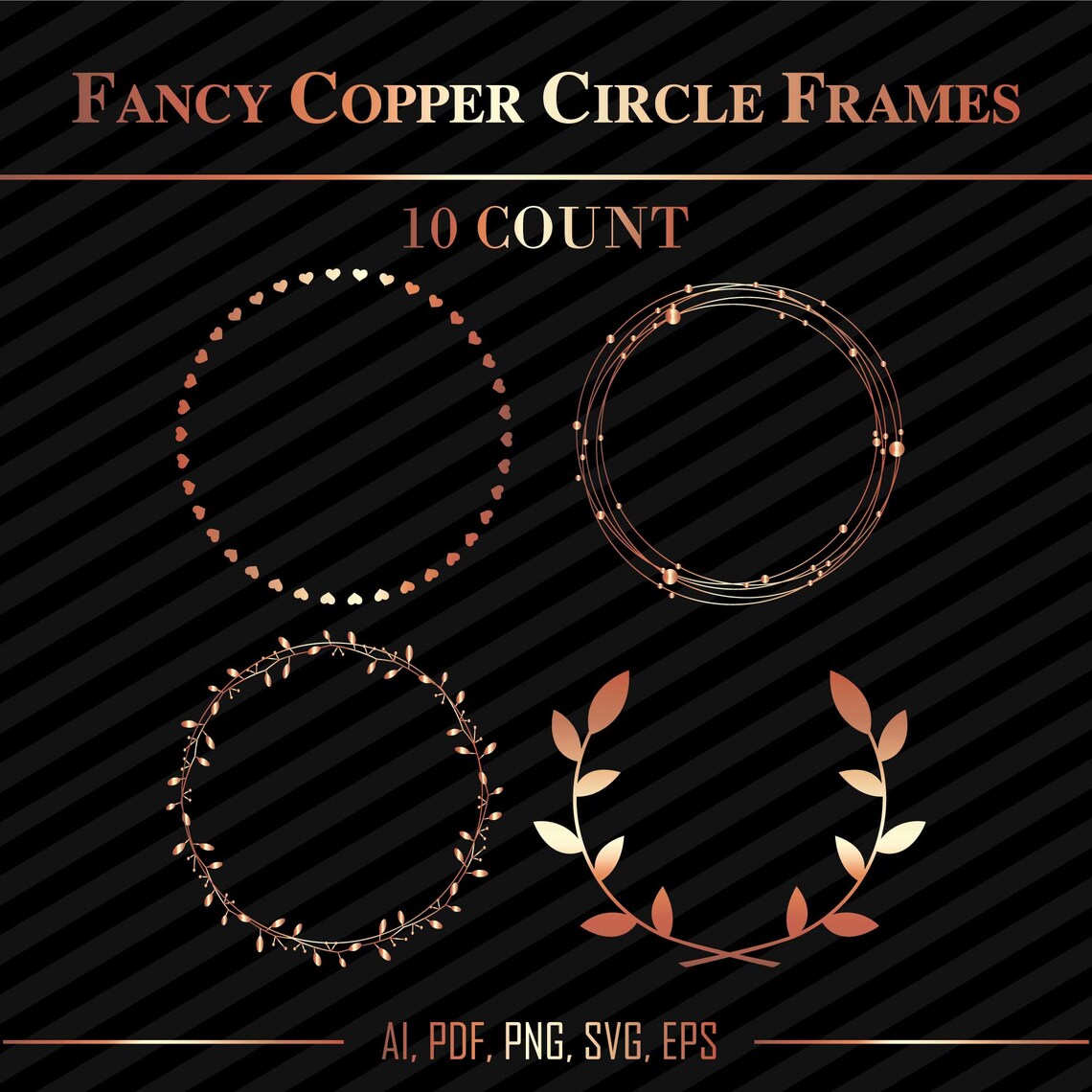 10 Fancy Metallic Copper Frames Clip Art Elegant Header Embellishment ...