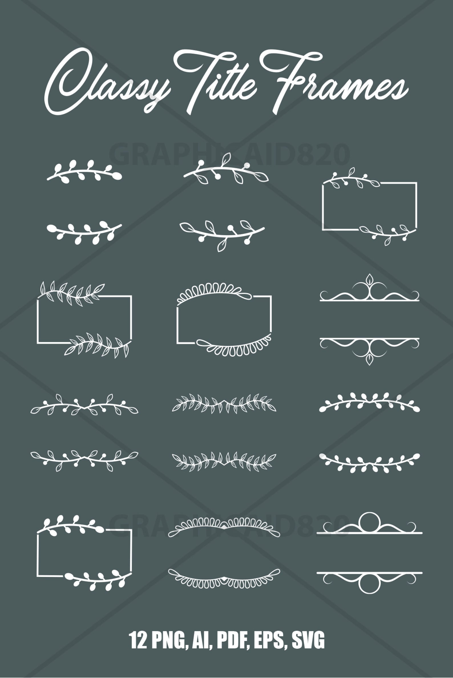 24 Black and White Classy Title Frames Simple Header - Etsy