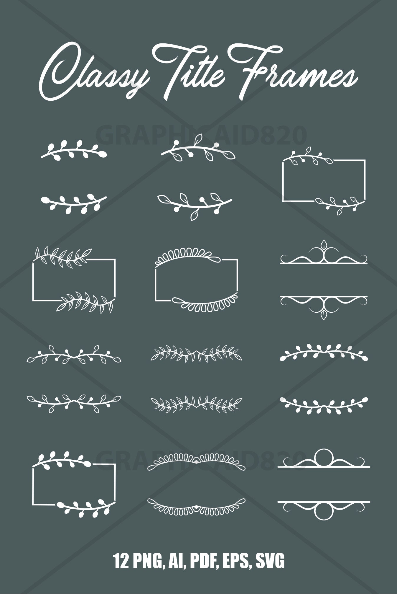 24 Black and White Border Frames Clip Art | Simple Floral Header Border ...