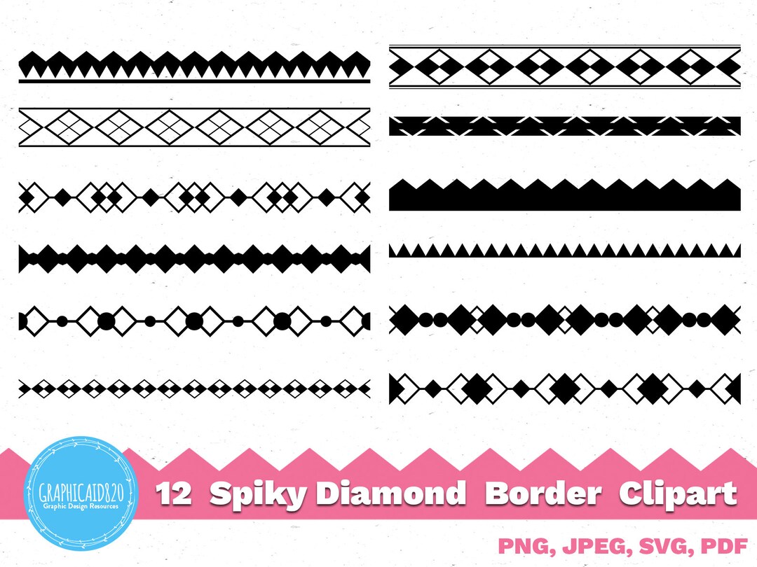 12 Diamond Border Text Divider Clip Art | Lace Header Embellishment ...