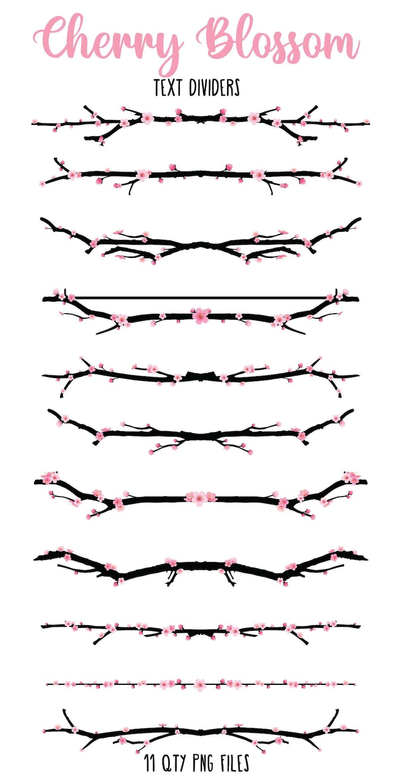 11 Cherry Blossom Text Divider Clip Art Pack 1 Floral - Etsy Israel