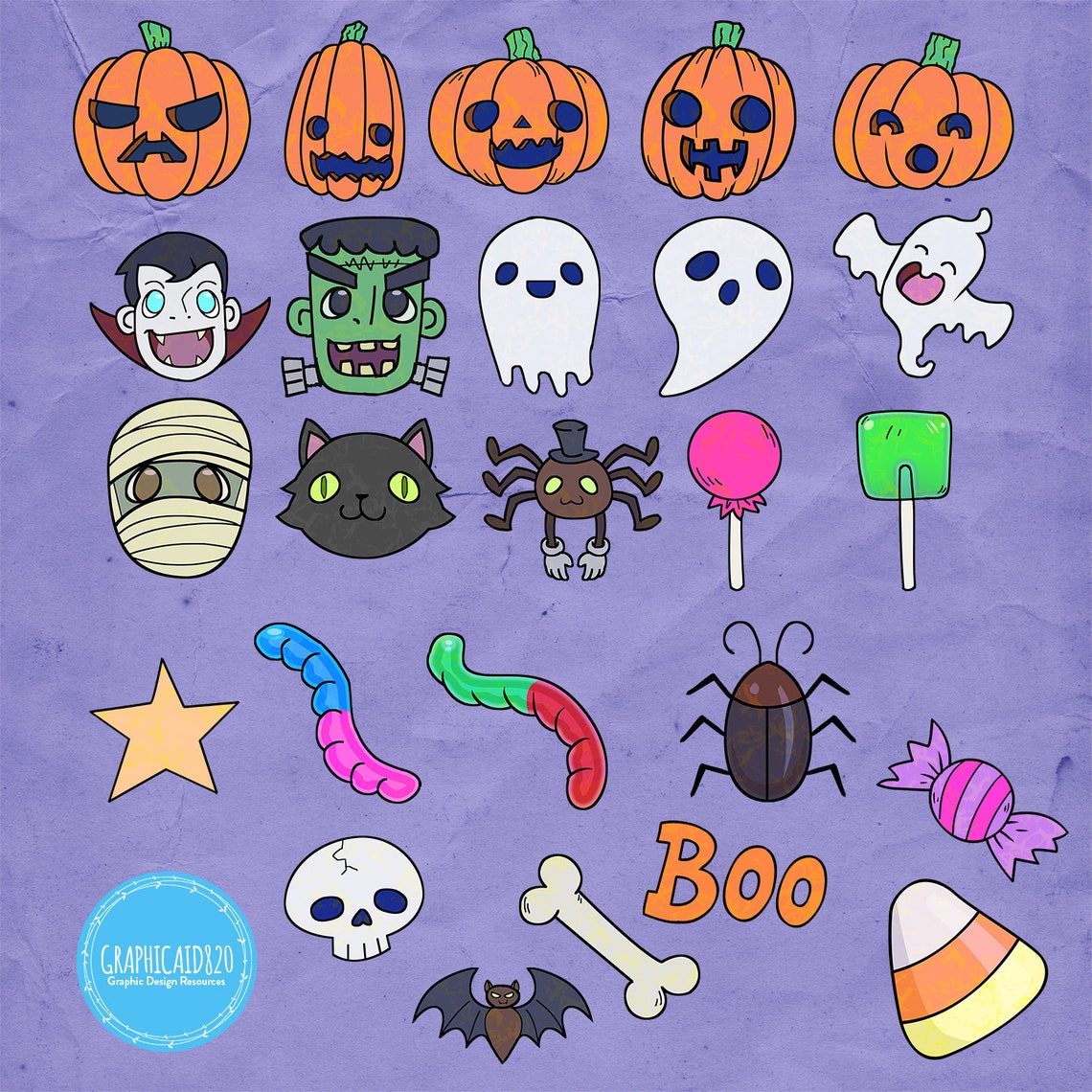 25 Frightful Cartoon Halloween Clip Art - Scrapbook - Crafts - Clip Art ...