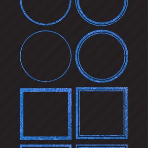 12 Blue Glitter Frames Clip Art | Circle, Square Sparkle Header ...