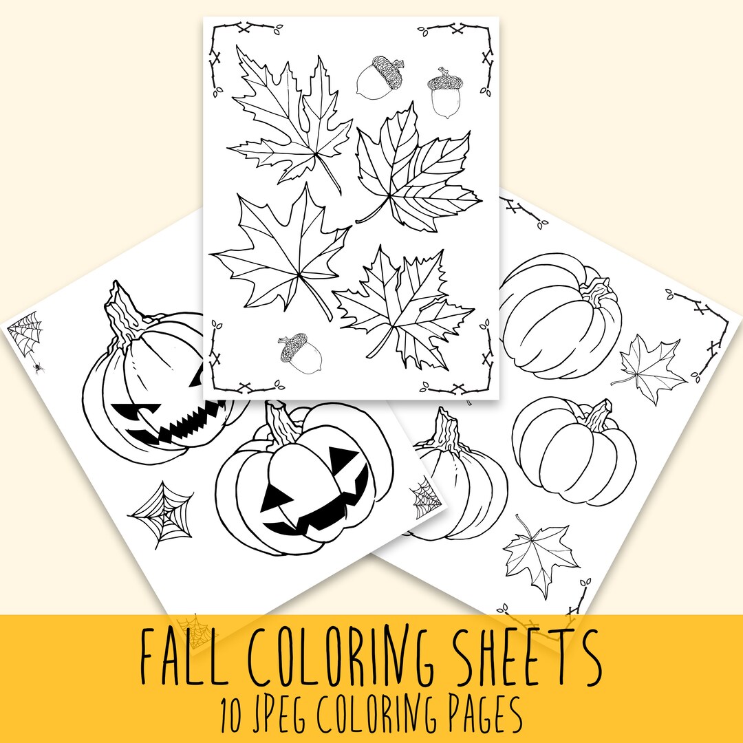 Fall Autumn Themed Coloring Book Sheets - Scrapbook - Crafts - Clip Art ...