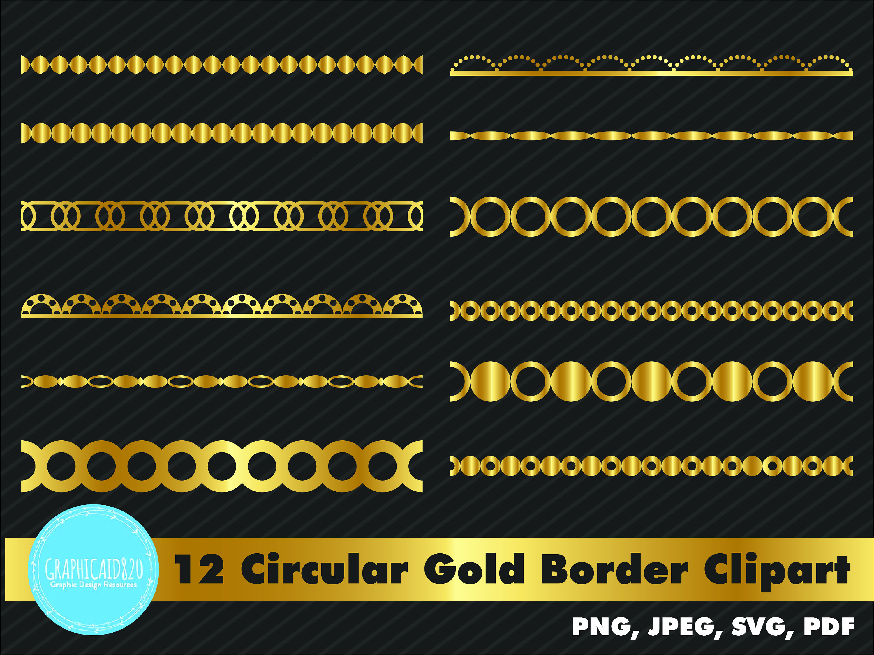 12 Gold Lace Border Clip Art Elegant Lace Decorative Elements Seamless ...