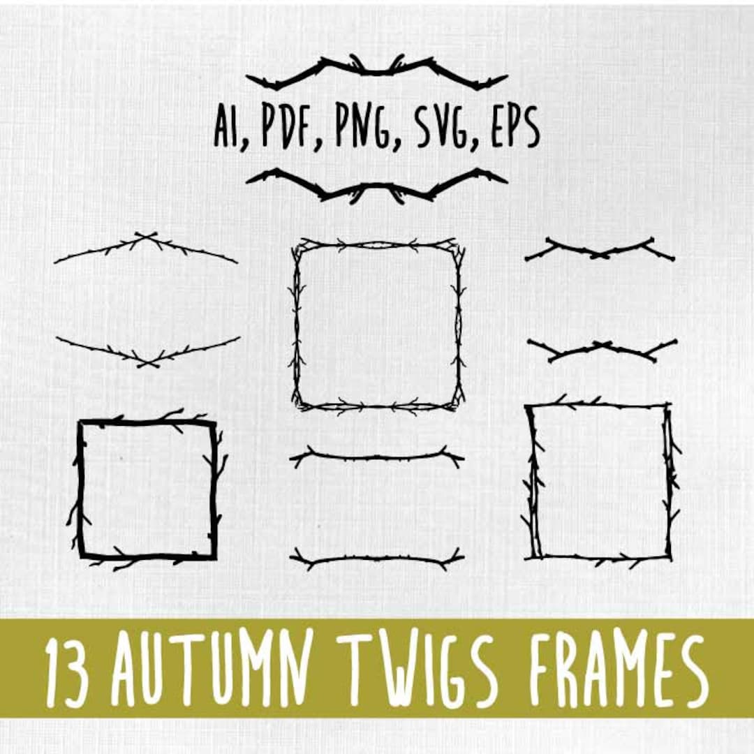 13 Hand Drawn Autumn Twig Deco Frame | Digital Art Twig Page Border ...