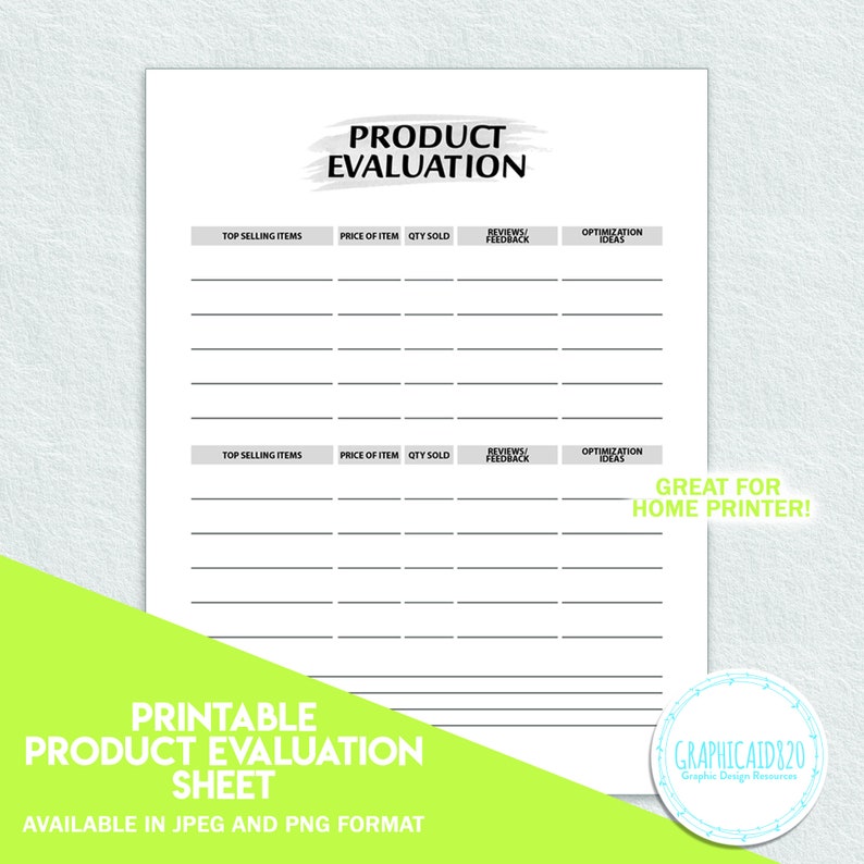 Product Tracker Template Simple One Sheet Printable Best Sellers Log ...