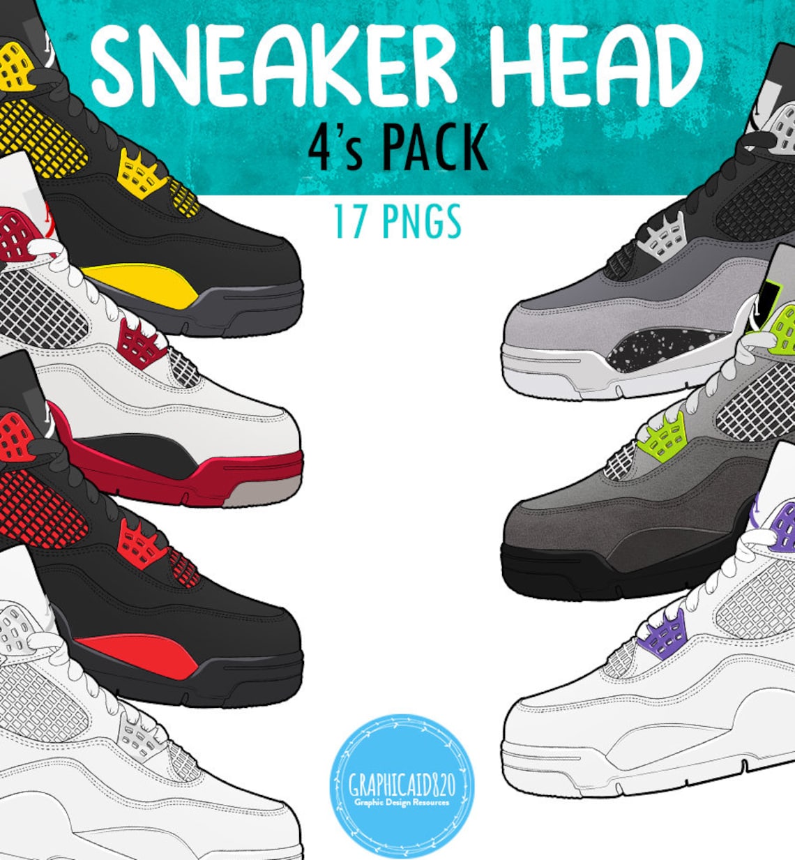 Sneaker Head PNG Bundle | T-shirt Design Clipart | Sneaker Decals ...