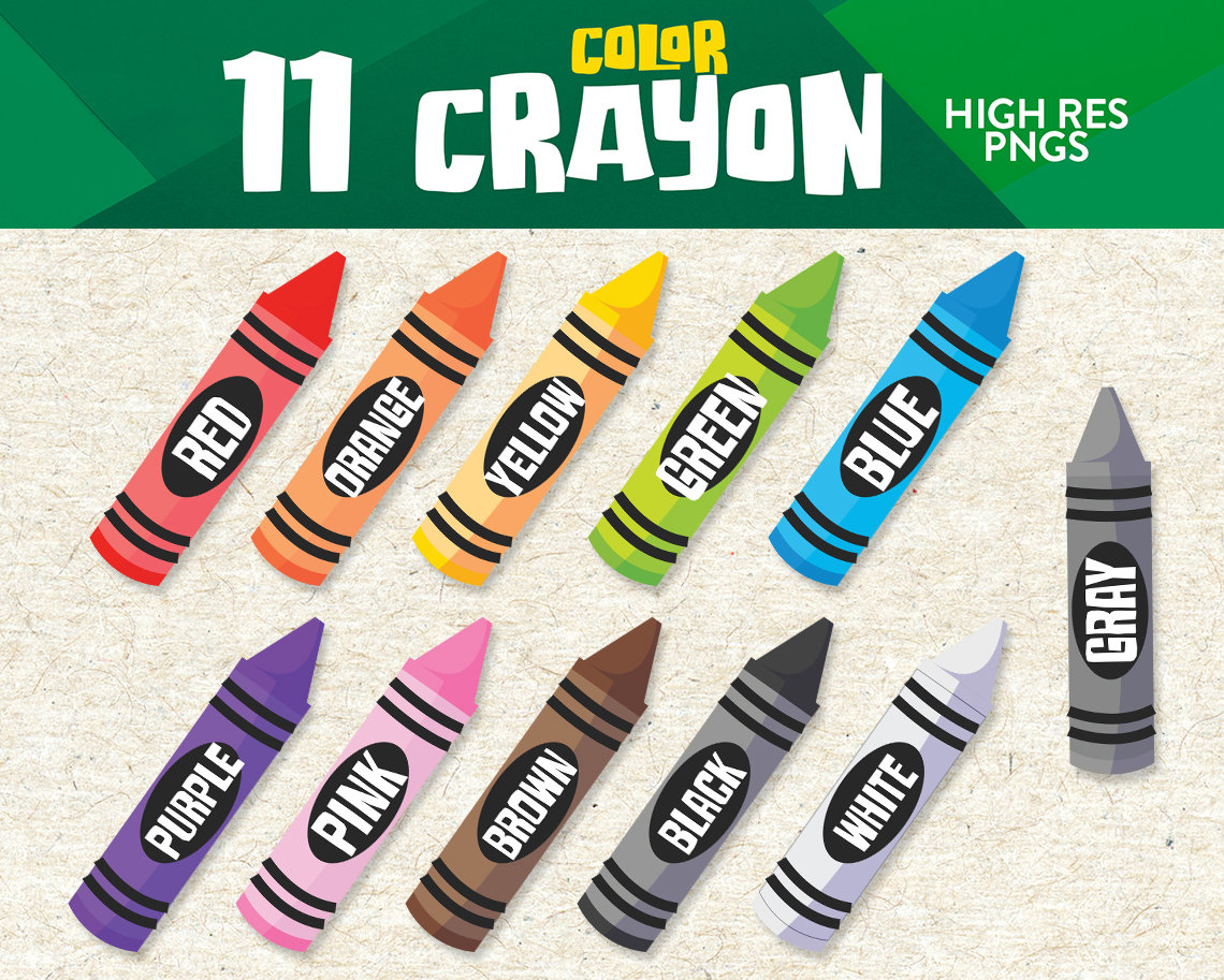 Crayons Clipart Set Cute Classroom Decorations Printable File PNG Clip ...