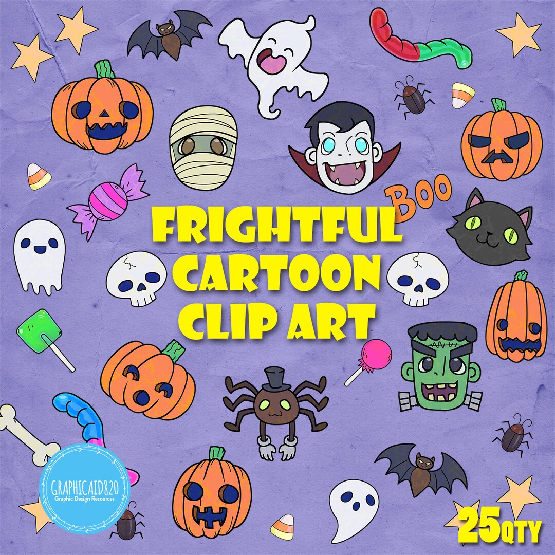 25 Frightful Cartoon Halloween Clip Art - Scrapbook - Crafts - Clip Art ...