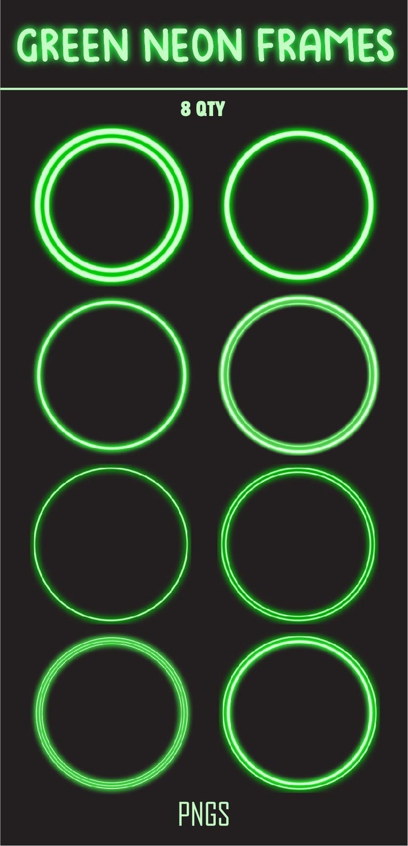 8 Neon Green Border Frames Clip Art Simple Geometric Double - Etsy