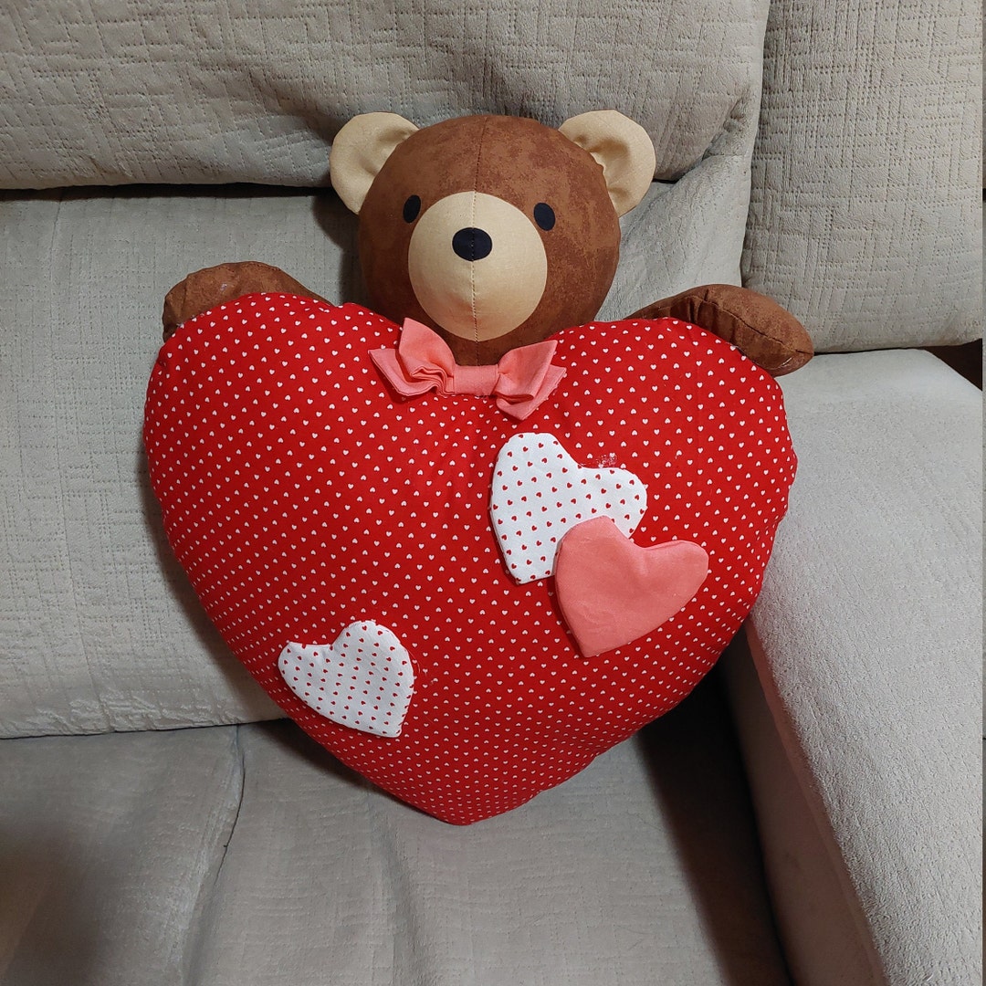 Bear Hugs Heart Pillow - Etsy