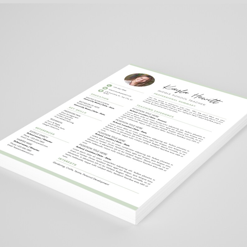 Modern Teacher Resume Template | Teacher Resume With Cover Letter ...