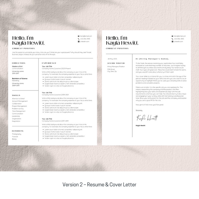 Minimalist Resume Template | Professional Simple Resume Template ...