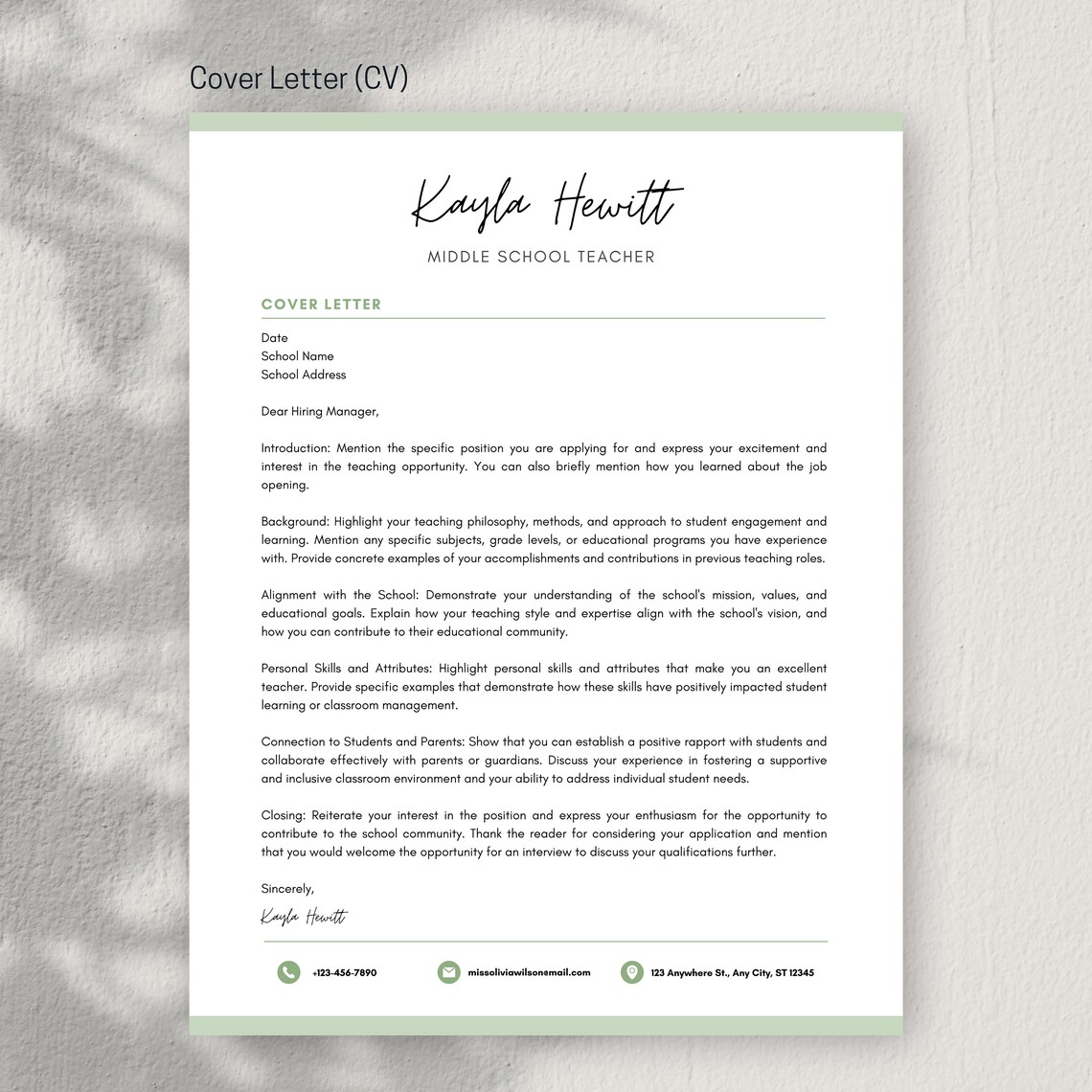 Modern Teacher Resume Template | Teacher Resume With Cover Letter ...