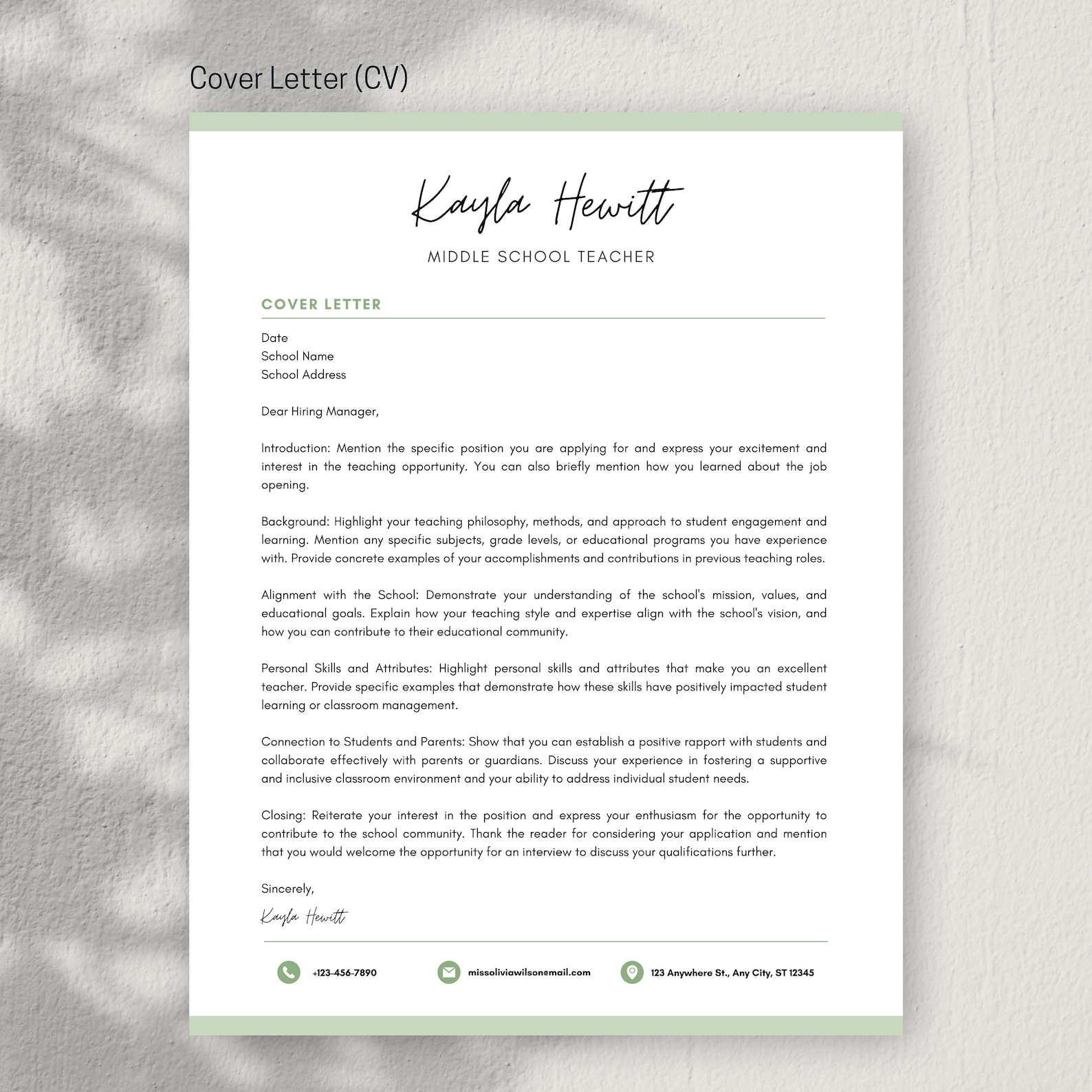 Modern Teacher Resume Template | Teacher Resume With Cover Letter ...