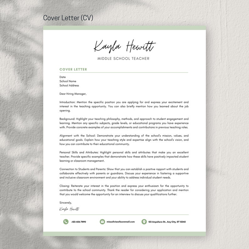 Modern Teacher Resume Template | Teacher Resume With Cover Letter ...