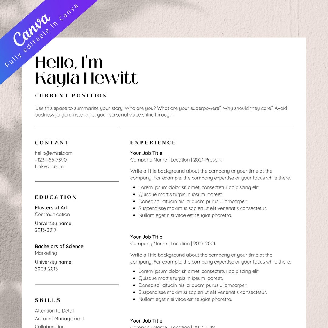 Minimalist Resume Template | Professional Simple Resume Template ...
