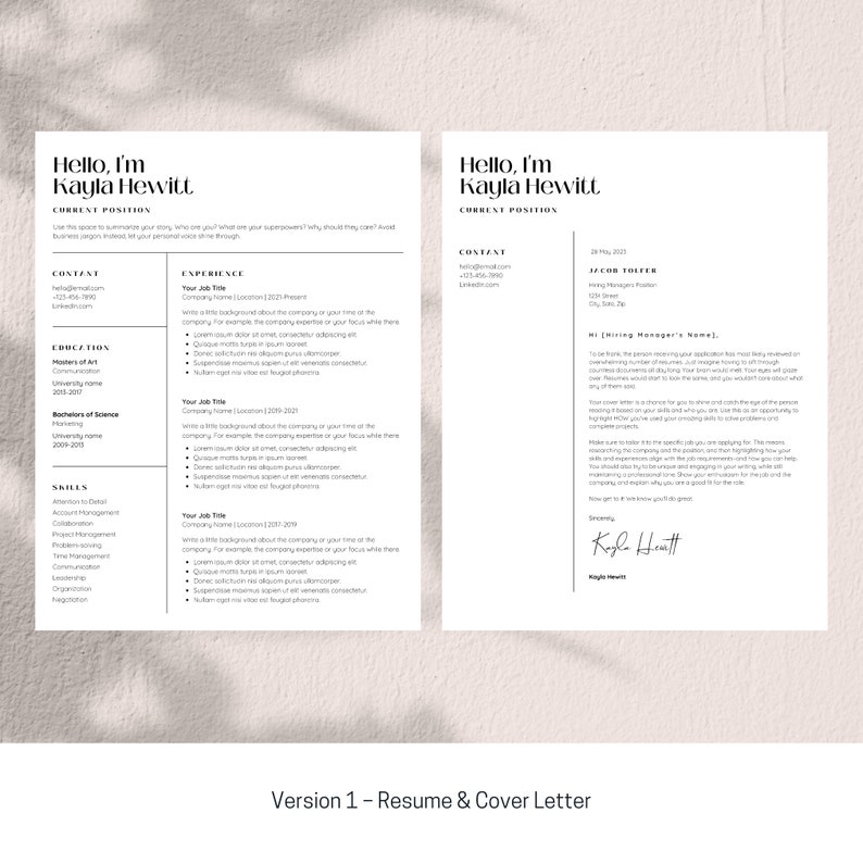 Minimalist Resume Template | Professional Simple Resume Template ...