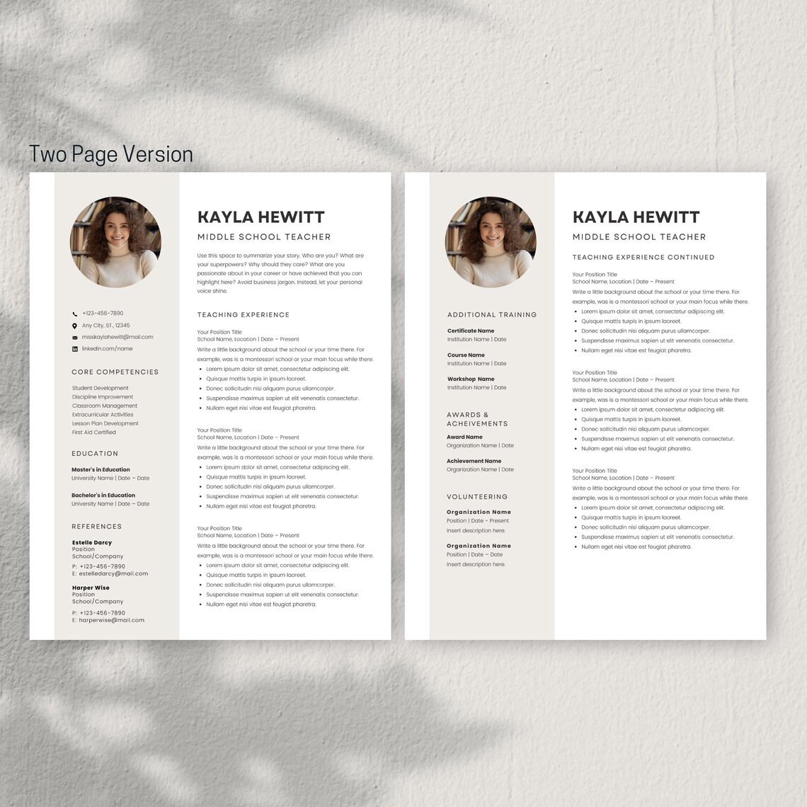 Modern Teacher Resume Template, CV Teacher Template, Teacher Canva ...