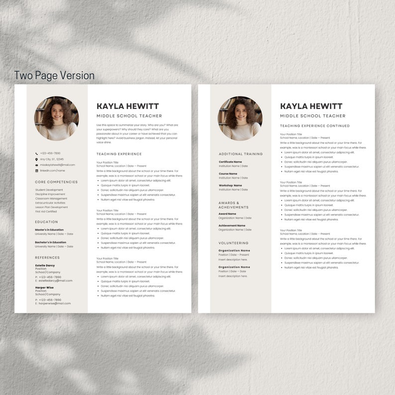 Modern Teacher Resume Template, CV Teacher Template, Teacher Canva ...