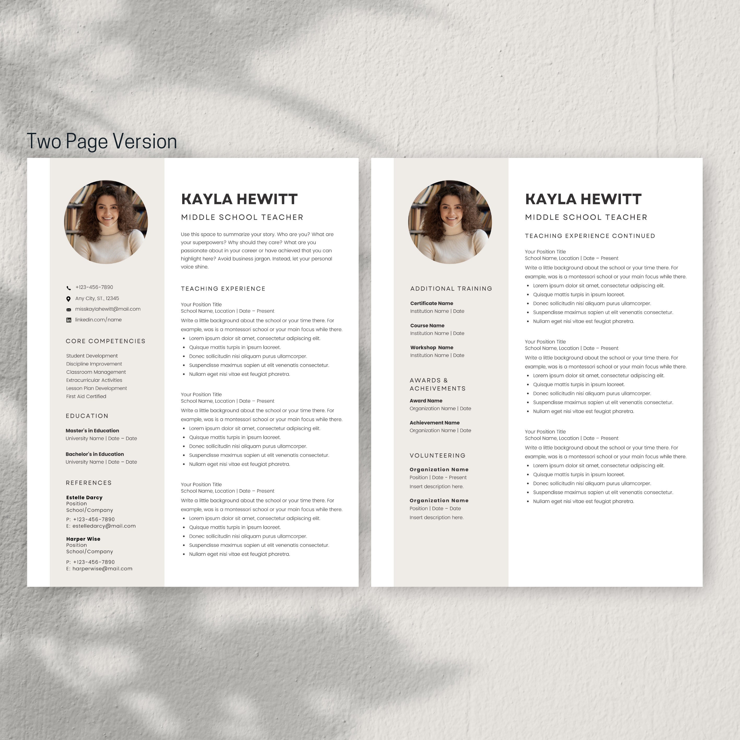 Modern Teacher Resume Template, CV Teacher Template, Teacher Canva ...