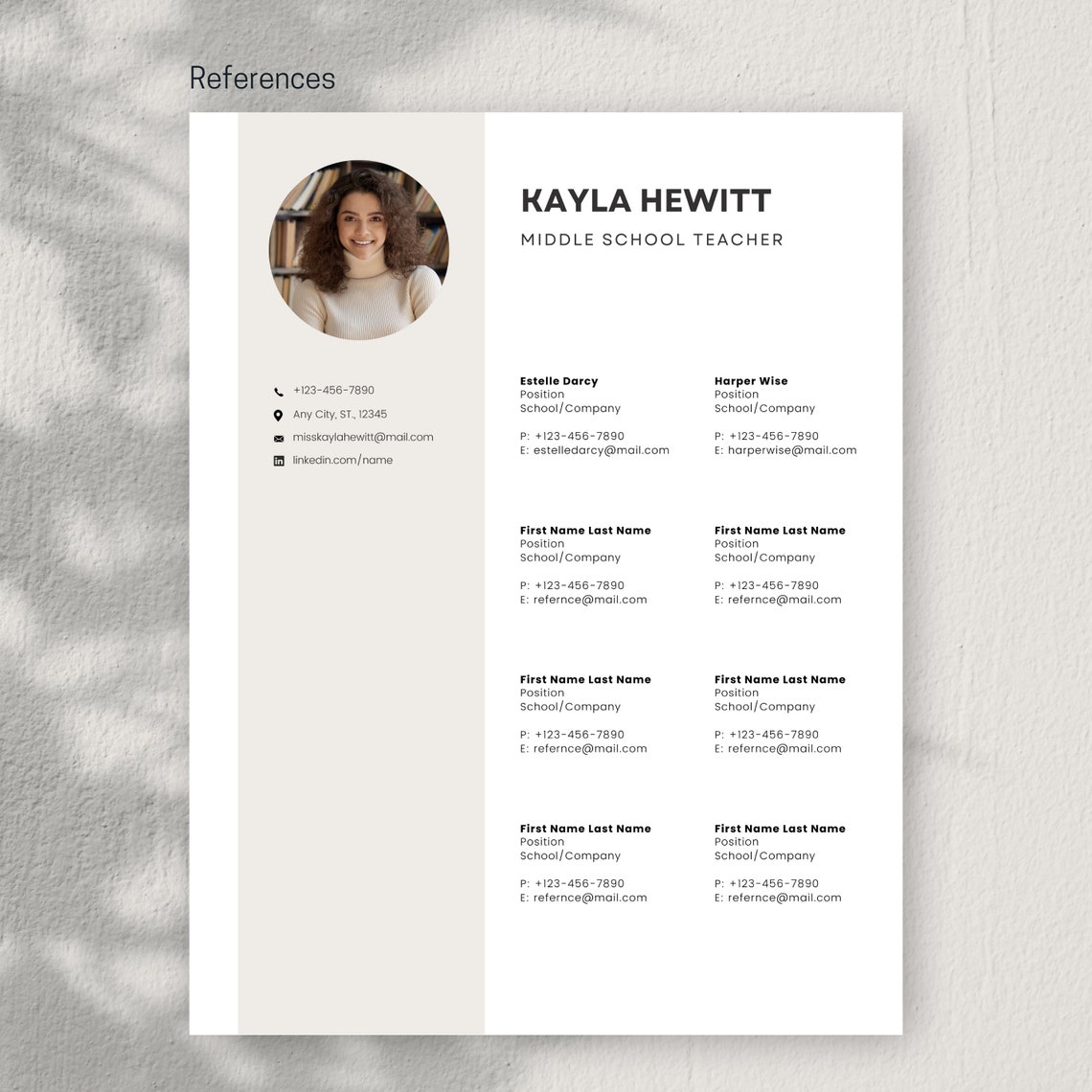 Modern Teacher Resume Template, CV Teacher Template, Teacher Canva ...