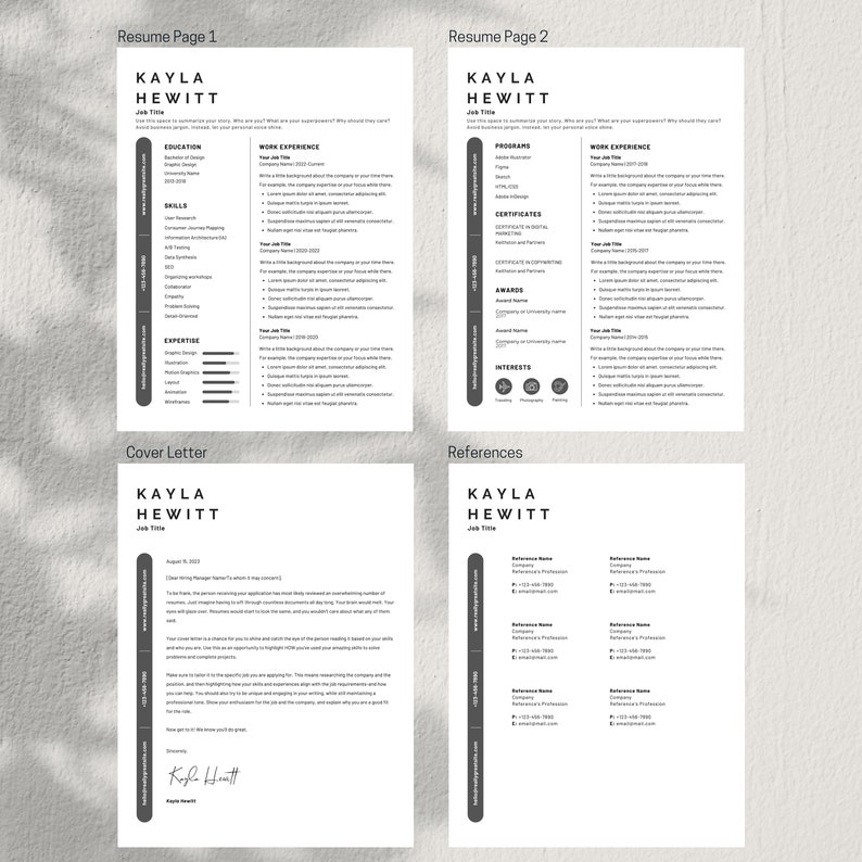 Modern Canva Resume Template Resume and Cover Letter Template 2 Page CV ...