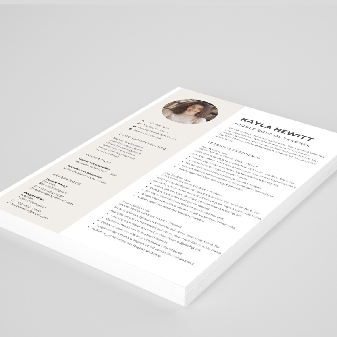 Modern Teacher Resume Template, CV Teacher Template, Teacher Canva ...