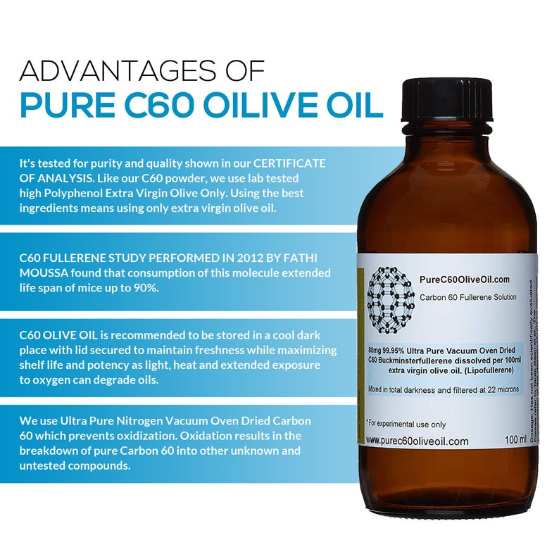 Organic C60 Olive Oil 100ml - 99.95% Ultra Pure VOD C60 80mg - Etsy