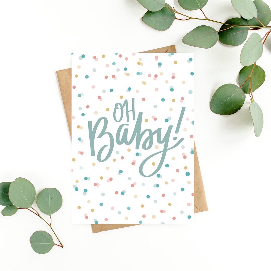 CARD: oh Baby Hand Lettered Baby Shower Card - Etsy