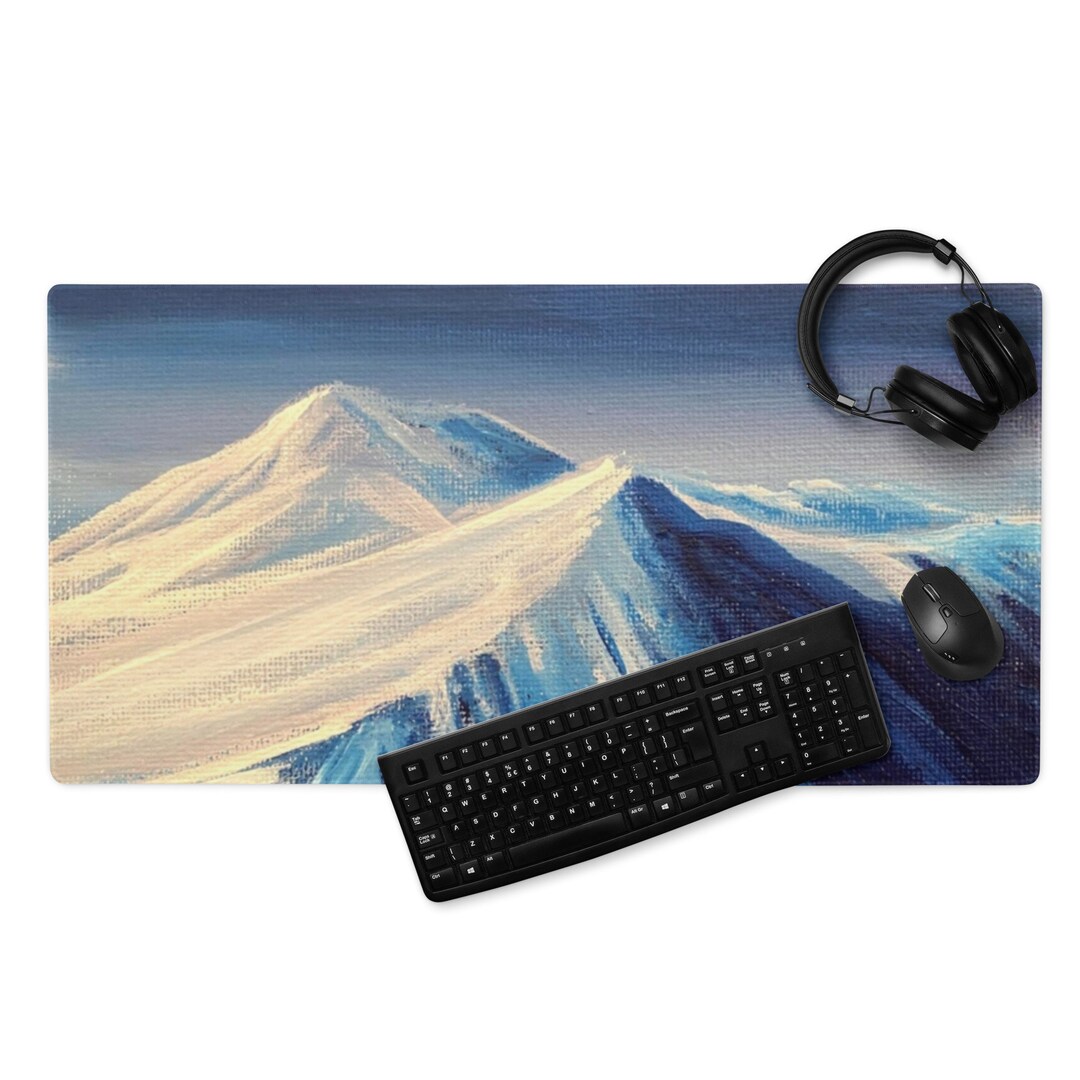 Ice Cold Blue Mountain Range Gaming Mouse Pad, Extra Large Double ...