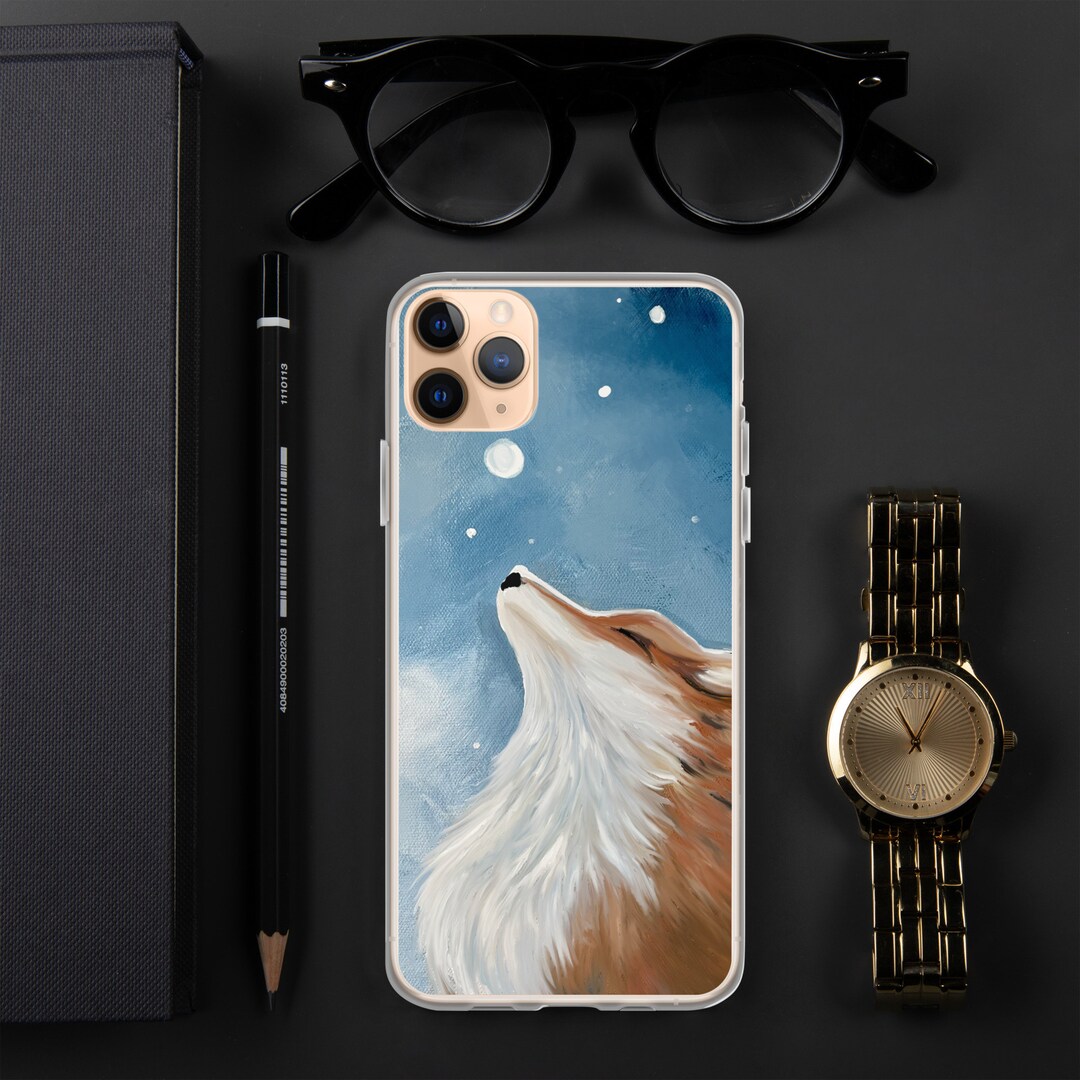Red Fox Clear Case for Iphone® a Red Fox on a Blue Backdrop, Fox ...