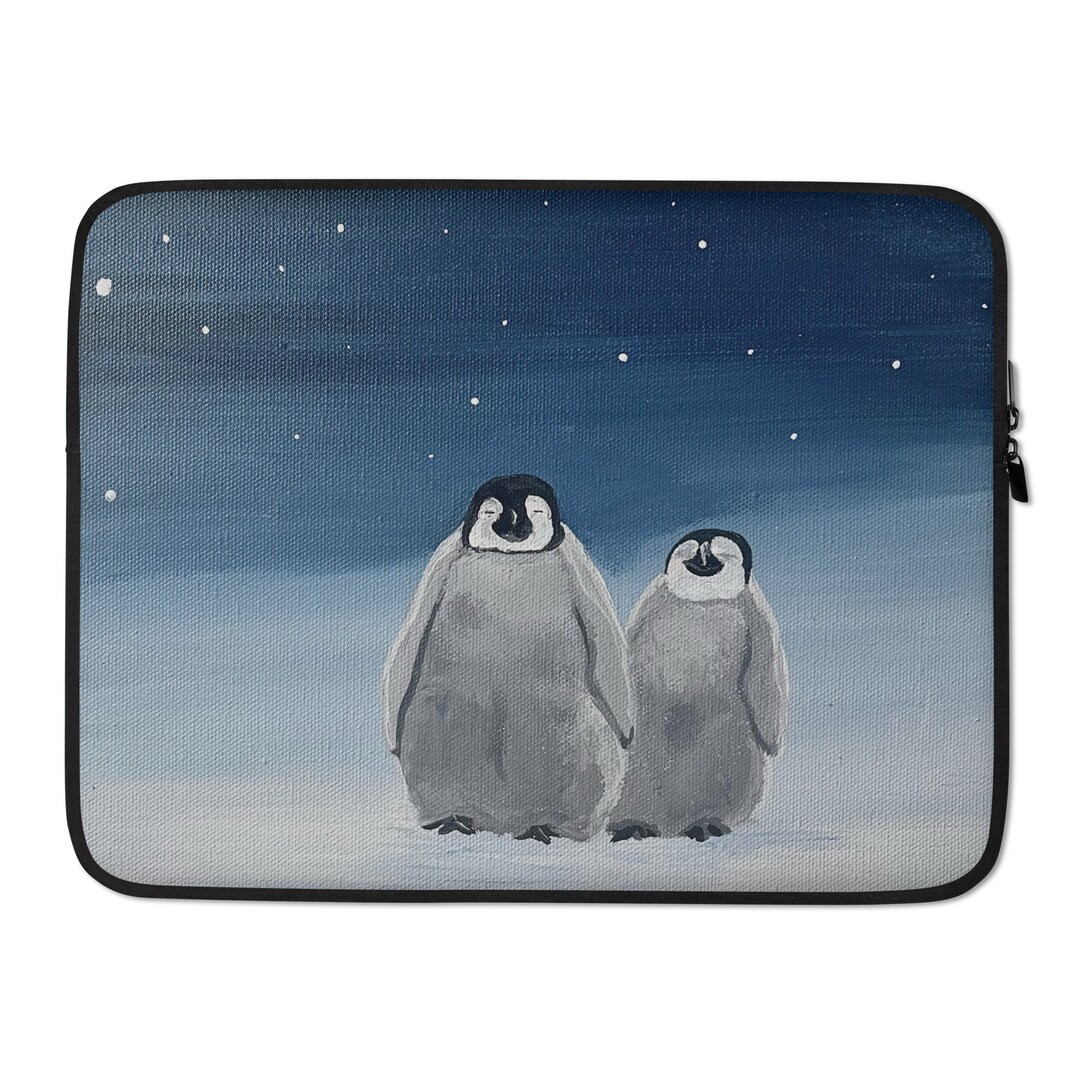 Baby Emperor Penguins Navy Winter Laptop Sleeve, Faux Fur Lined Making ...