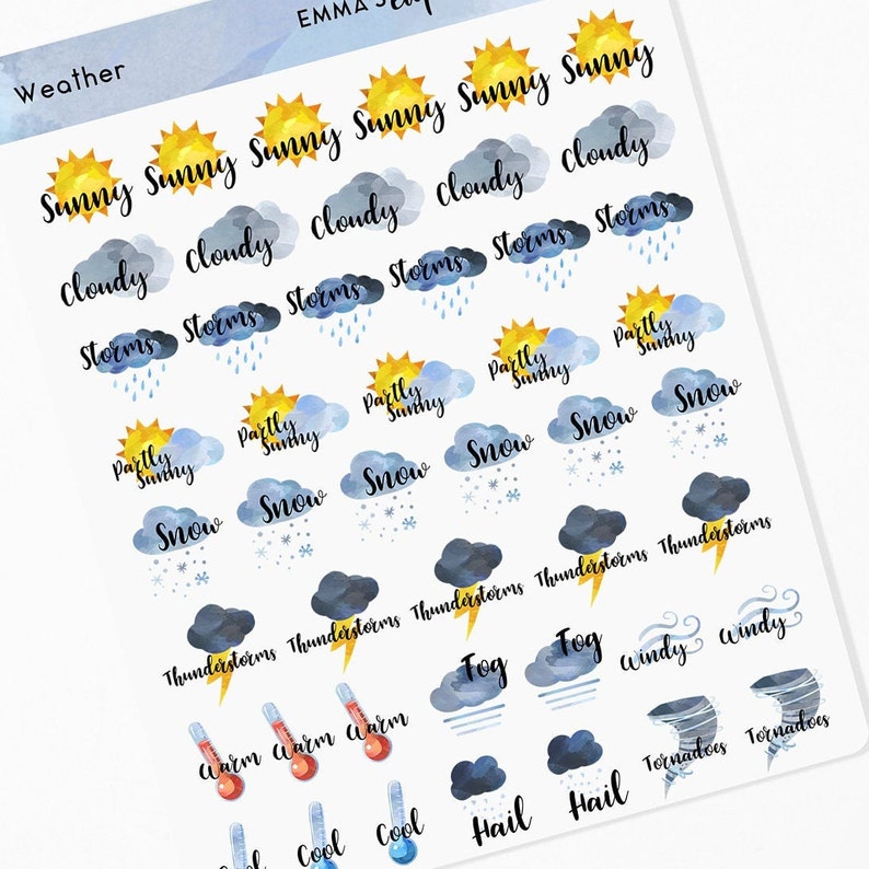 Weather MINI Planner Stickers / Forecast Deco Stickers / Rainy | Etsy