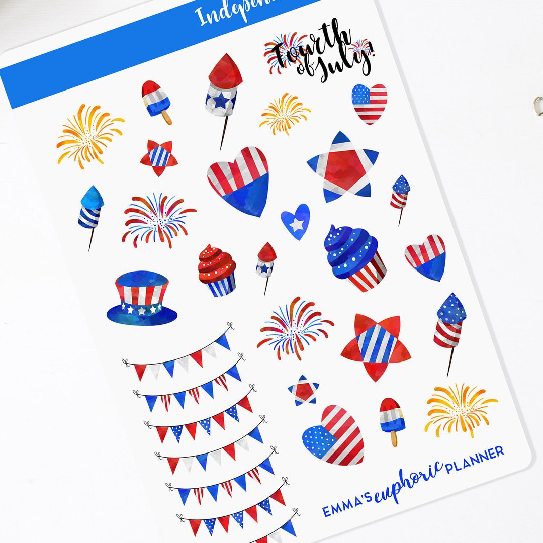 Fourth of July Decor Planner Stickers / July 4th Sticker / Independence ...