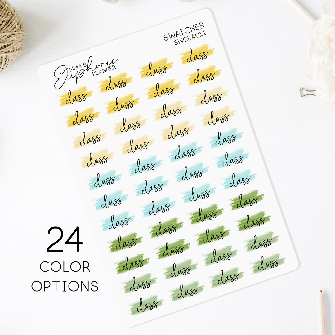 Class Watercolor Swatch Planner Sticker on PREMIUM MATTE / 44 Planner ...