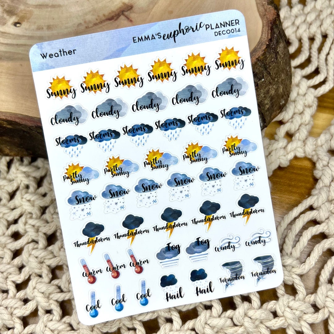 Weather MINI Planner Stickers / Forecast Deco Stickers / Rainy / Sunny ...