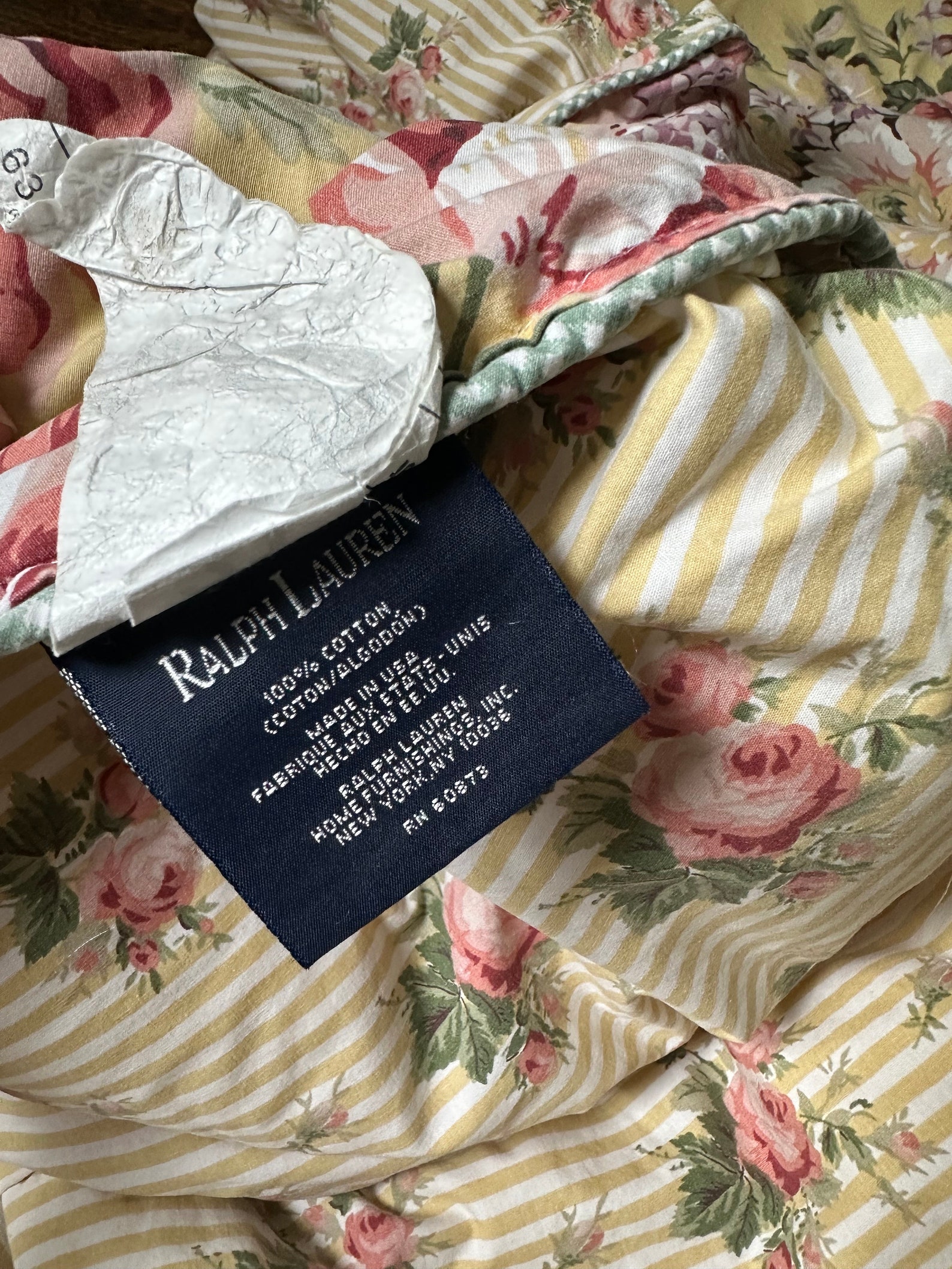 Vintage Ralph Lauren Sophie Brooke Cabbage Rose Yellow Floral Twin ...