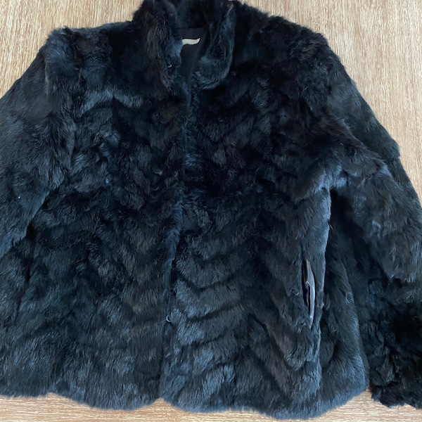 Black Rabbit Fur Coat - Etsy