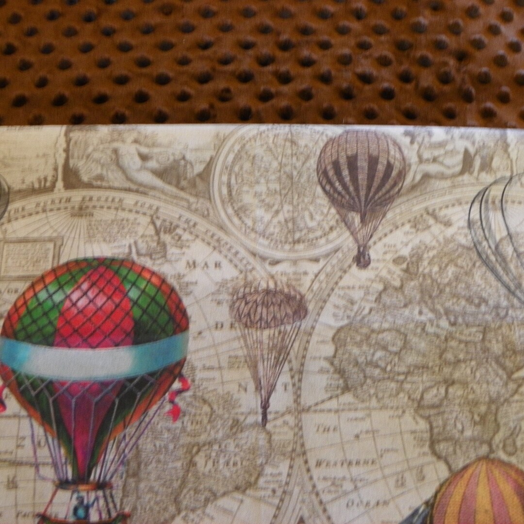 Weighted Blanket, Steampunk Map With Hot Air Balloons, Minky Back ...
