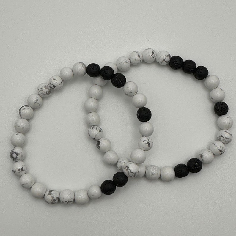 Friendship Bracelets Set of 2 White Natural Stone Beads - Etsy
